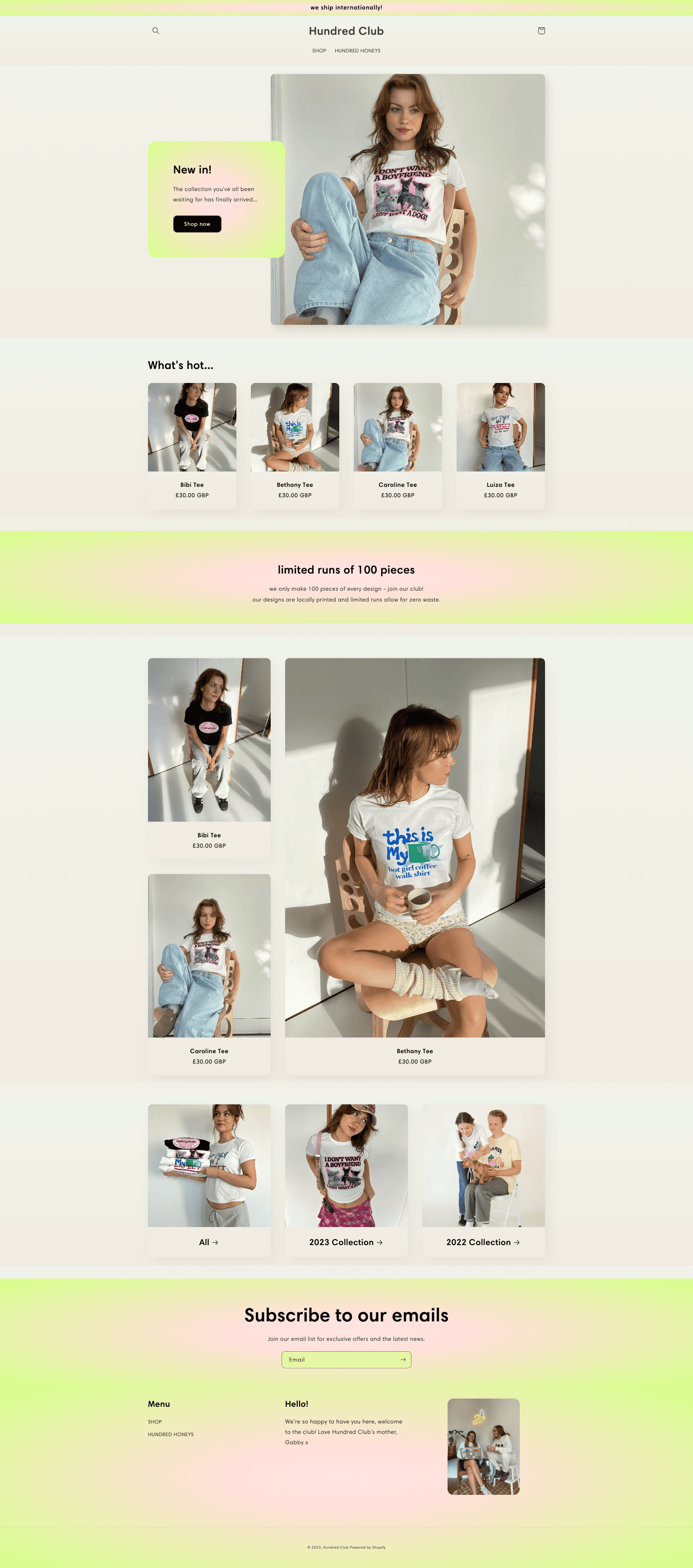 Hundred Club | Shopify Store Showcase