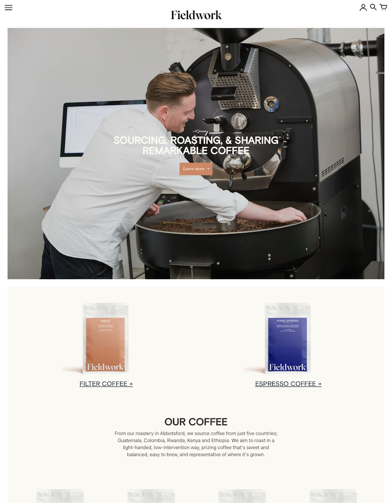 Fieldwork Coffee | Shopify Store Showcase