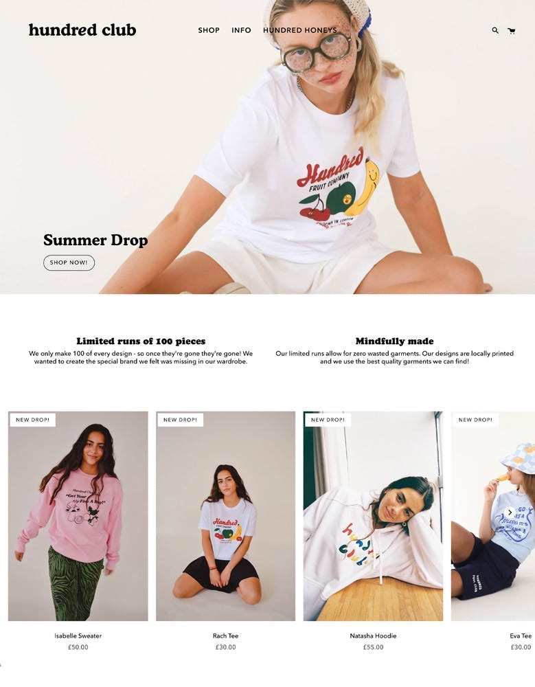 Hundred Club | Shopify Store Showcase